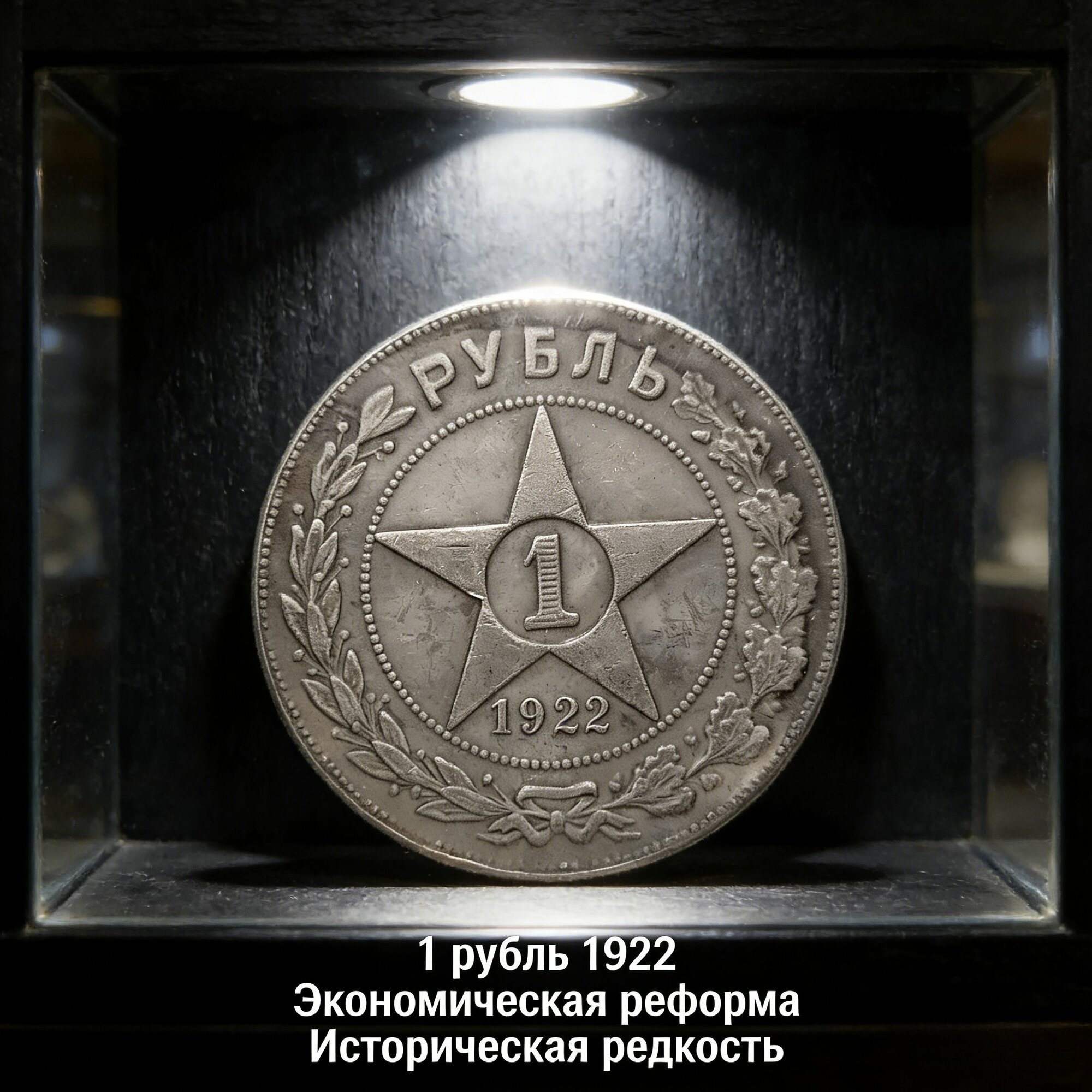 Монета СССР 1 рубль 1922 года, гурт АГ. Люксовое состояние. Серебро