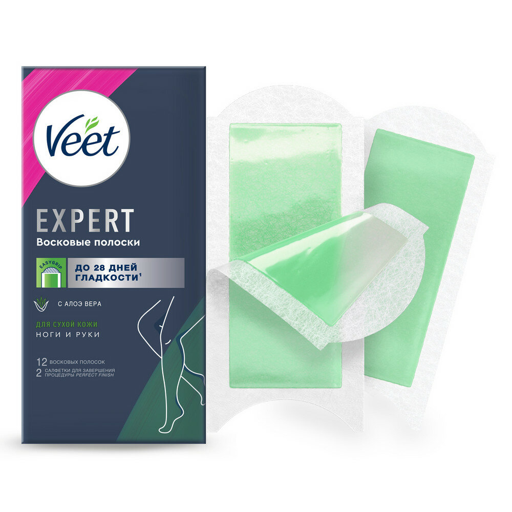 Veet expert восковые полоски для сухой кожи 12 шт.