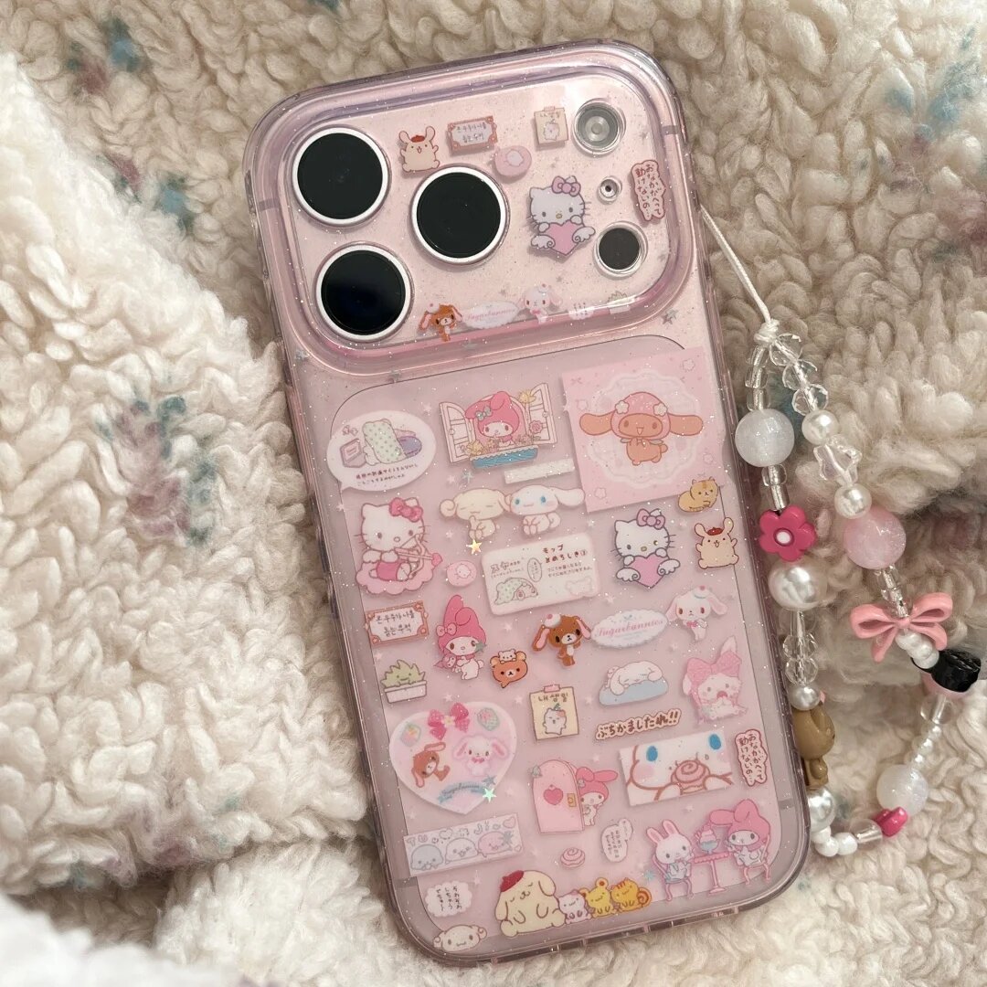 Чехол Sanrio Hello Kitty С Блестками Для iPhone 17/16/15/14 Pro Max, Противоударный, Из ТПУ, С Цепочкой, Защита От Царапин — фото 1