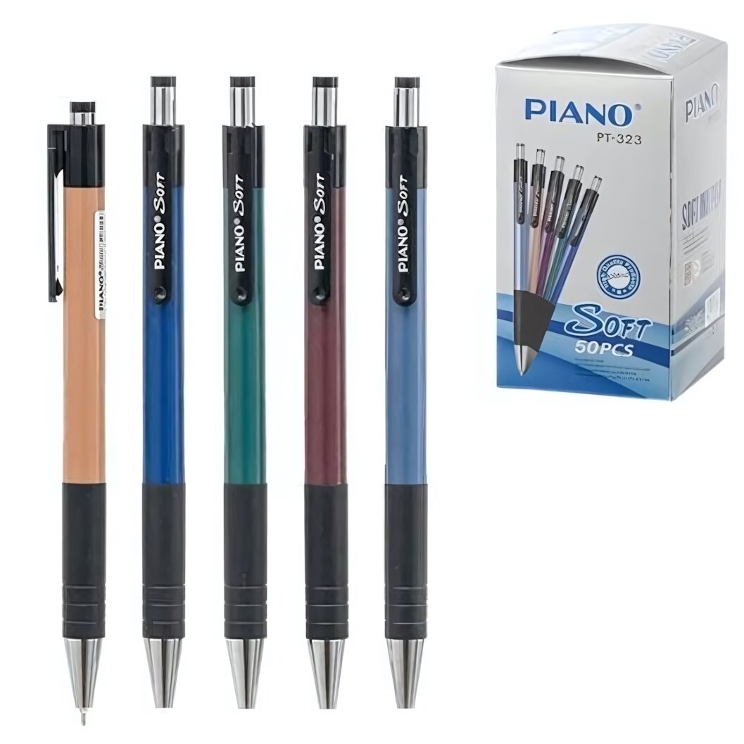 Автоматическая шариковая масляная ручка Piano "Soft" PT-323, 0.5 мм, синие чернила, разноцветный принт