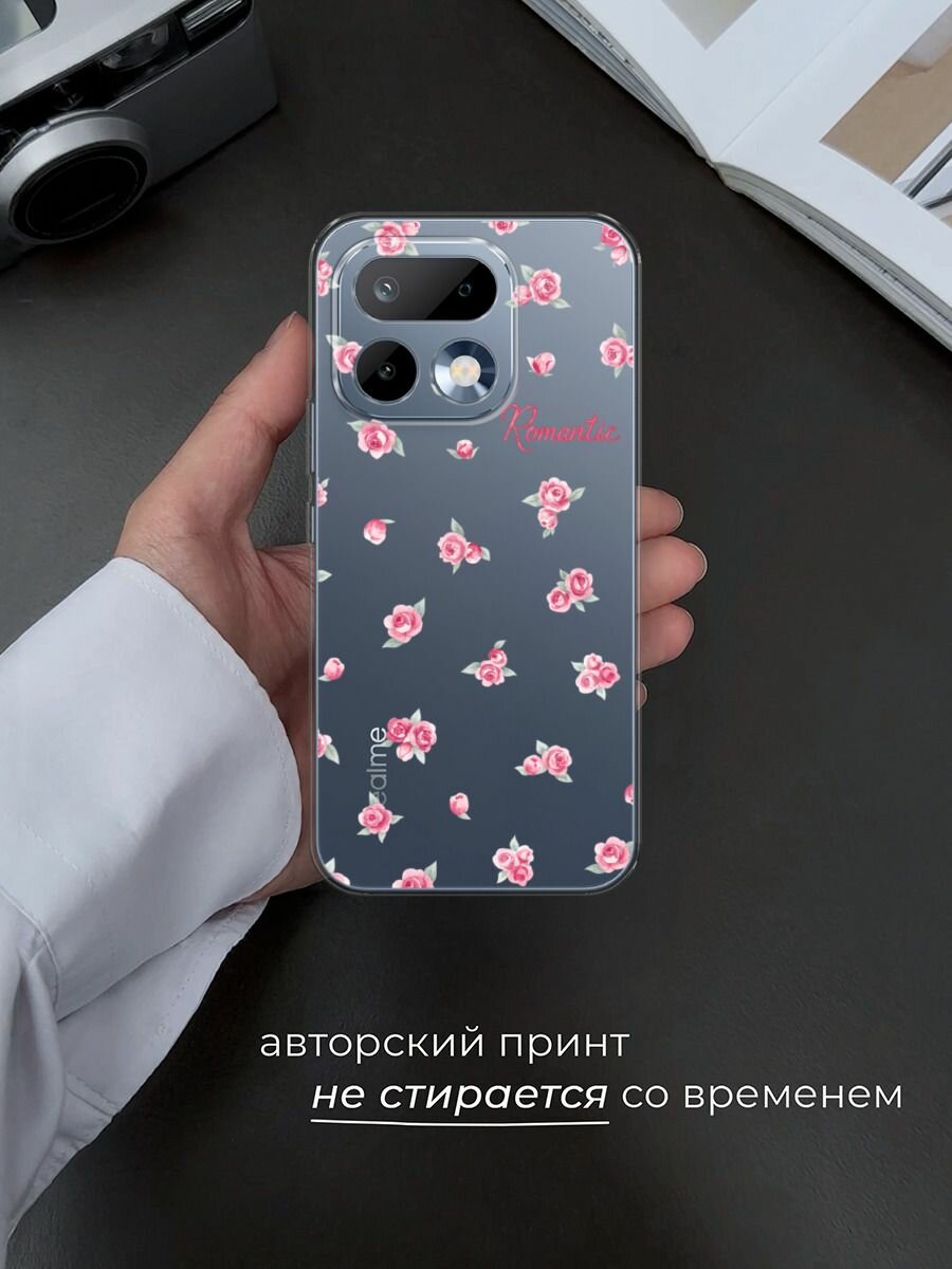 Чехол на Realme 16 Pro / Реалме 16 Про с принтом Romantic 2, прозрачный — фото 1