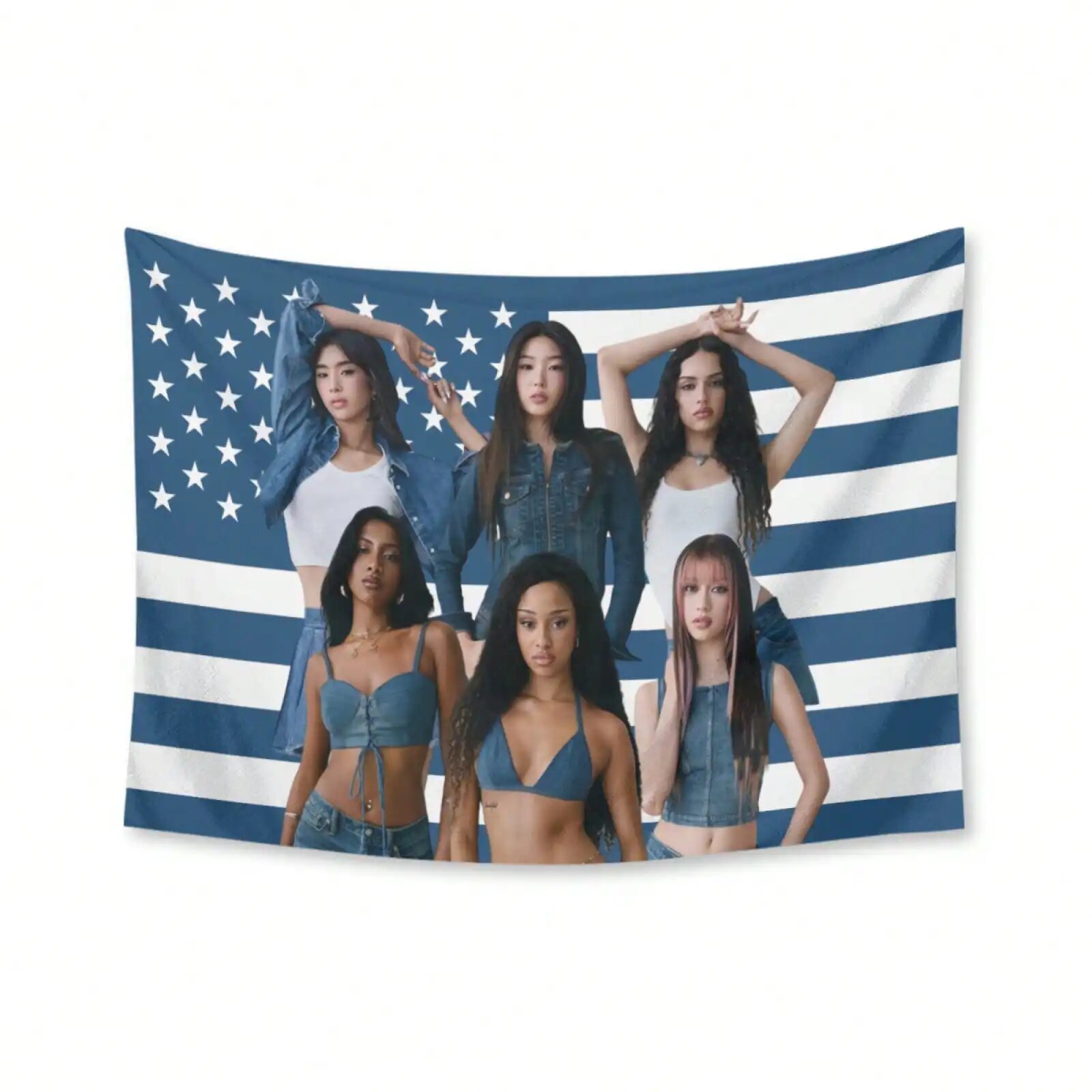 Kpop Tapestry 24x36in, Katseye, American Flag
