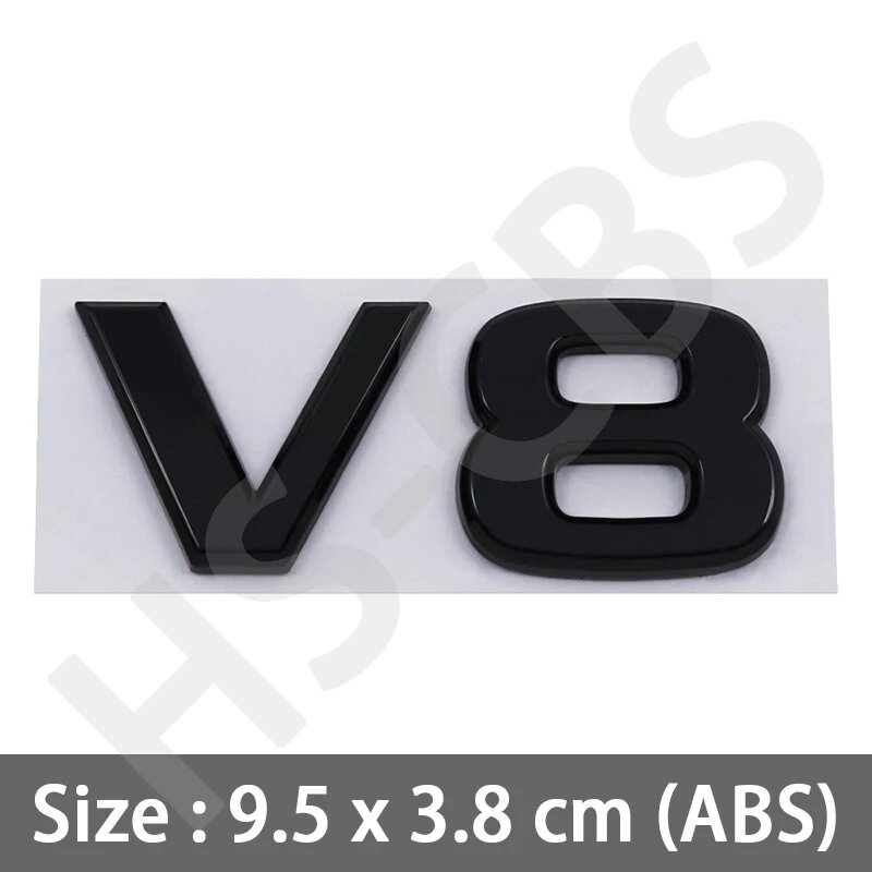 Черный V8 автомобильный значок, логотип двигателя ABS 9.5x3.8 см