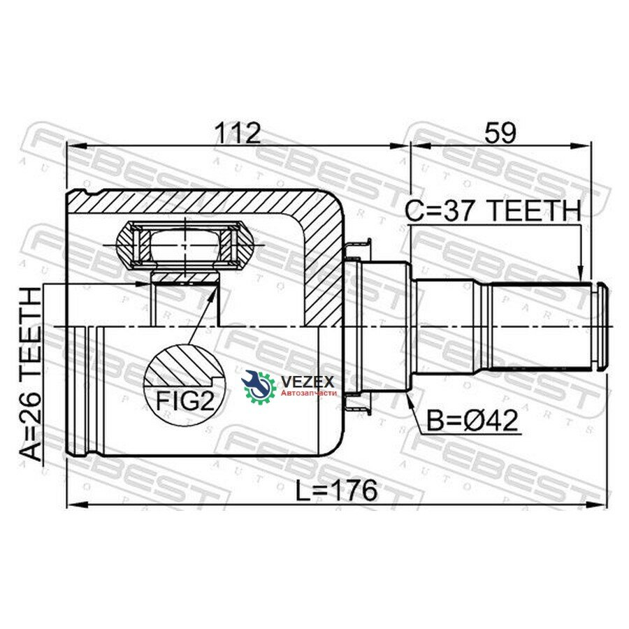 FEBEST 3011F7LH ШРУС внутренний левый к-кт! 26x42x37\ Great Wall F7 MKQ 18-24
