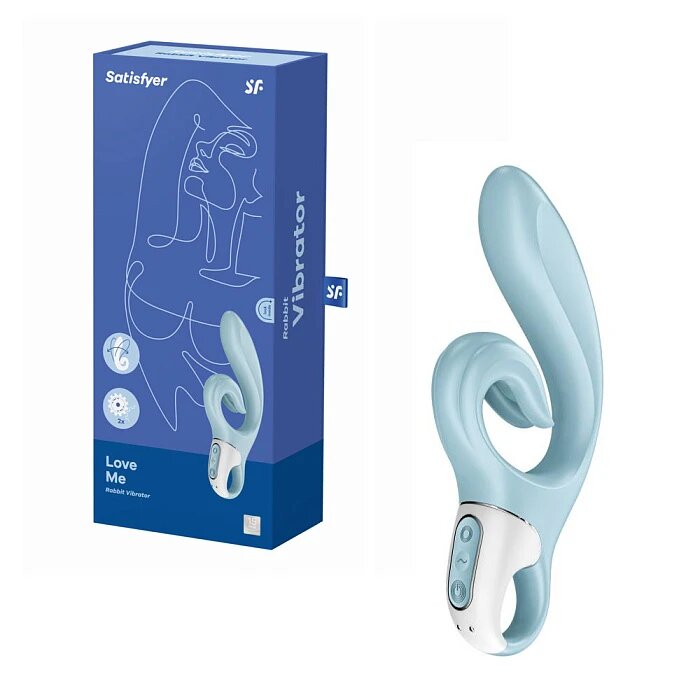 Вибратор Satisfyer Love Me, силикон, водонепроницаемый, 12 режимов, голубой