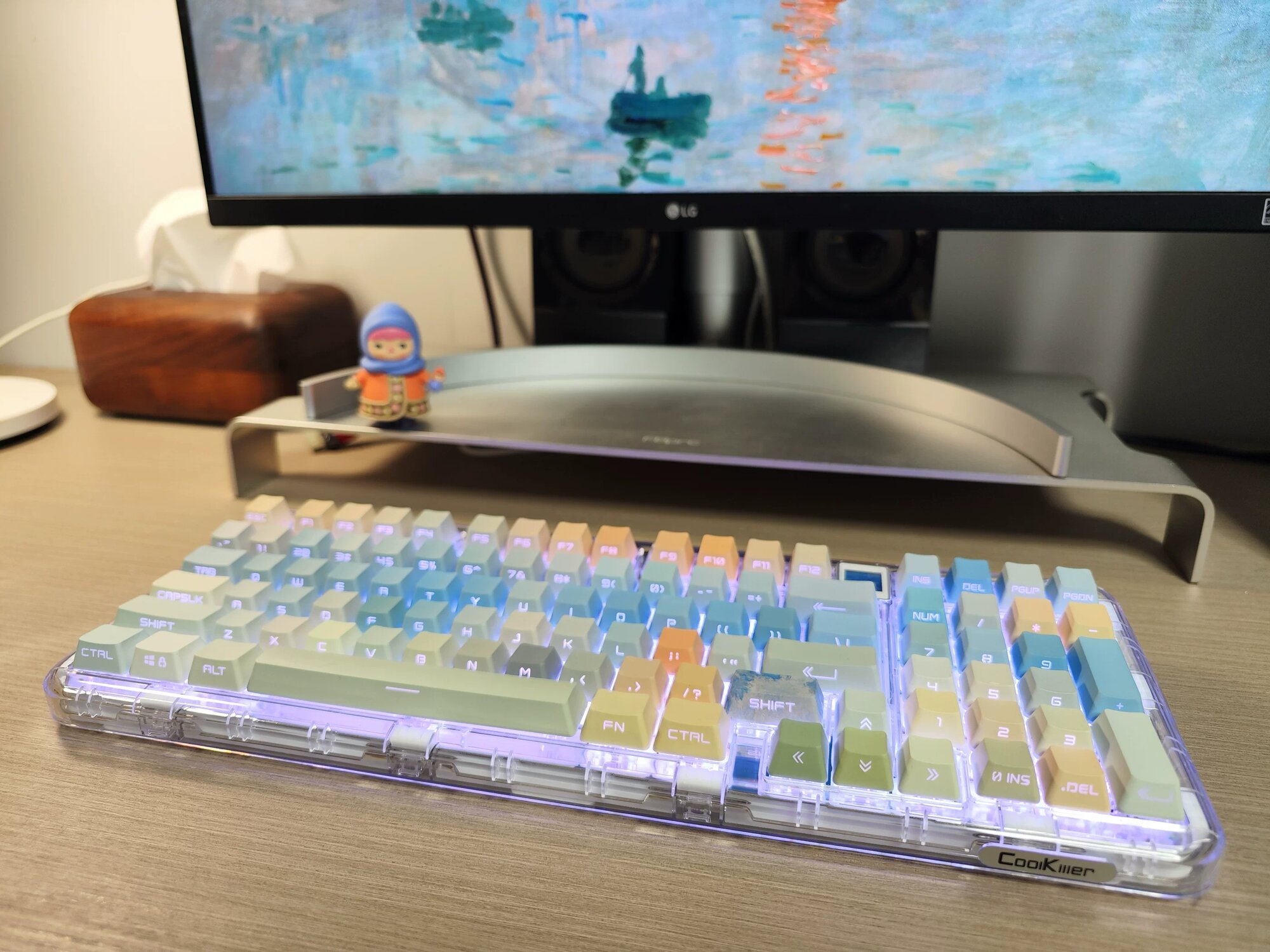 Persimmon Studio Dawn Impression OEM Height Keycaps с боковой гравировкой и подсветкой в розово-фиолетовом цвете,