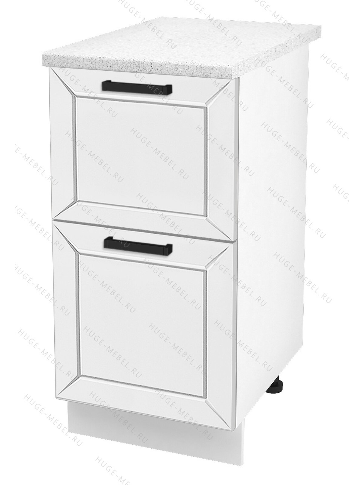 Нижний шкаф кухонный с двумя ящиками 400 Альфа (белый) Huge Mebel. Ширина 400 Высота 840. Модули кухонные нижние Huge Mebel. Ширина 400 Высота 840