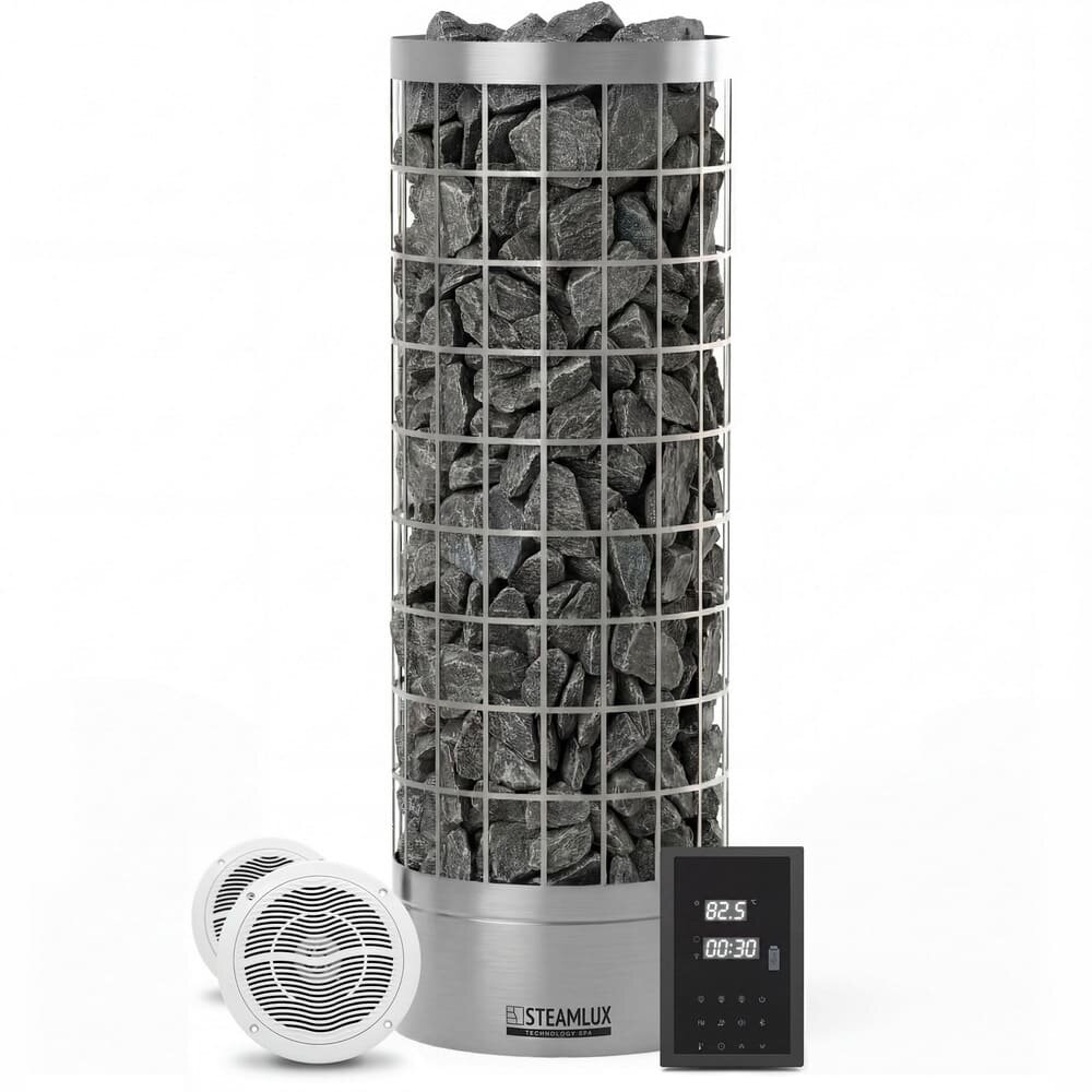 Электрическая печь (электрокаменка) SteamLux CILINDRO PREMIUM с WI-FI с музыкой 15 кВт для бани и сауны