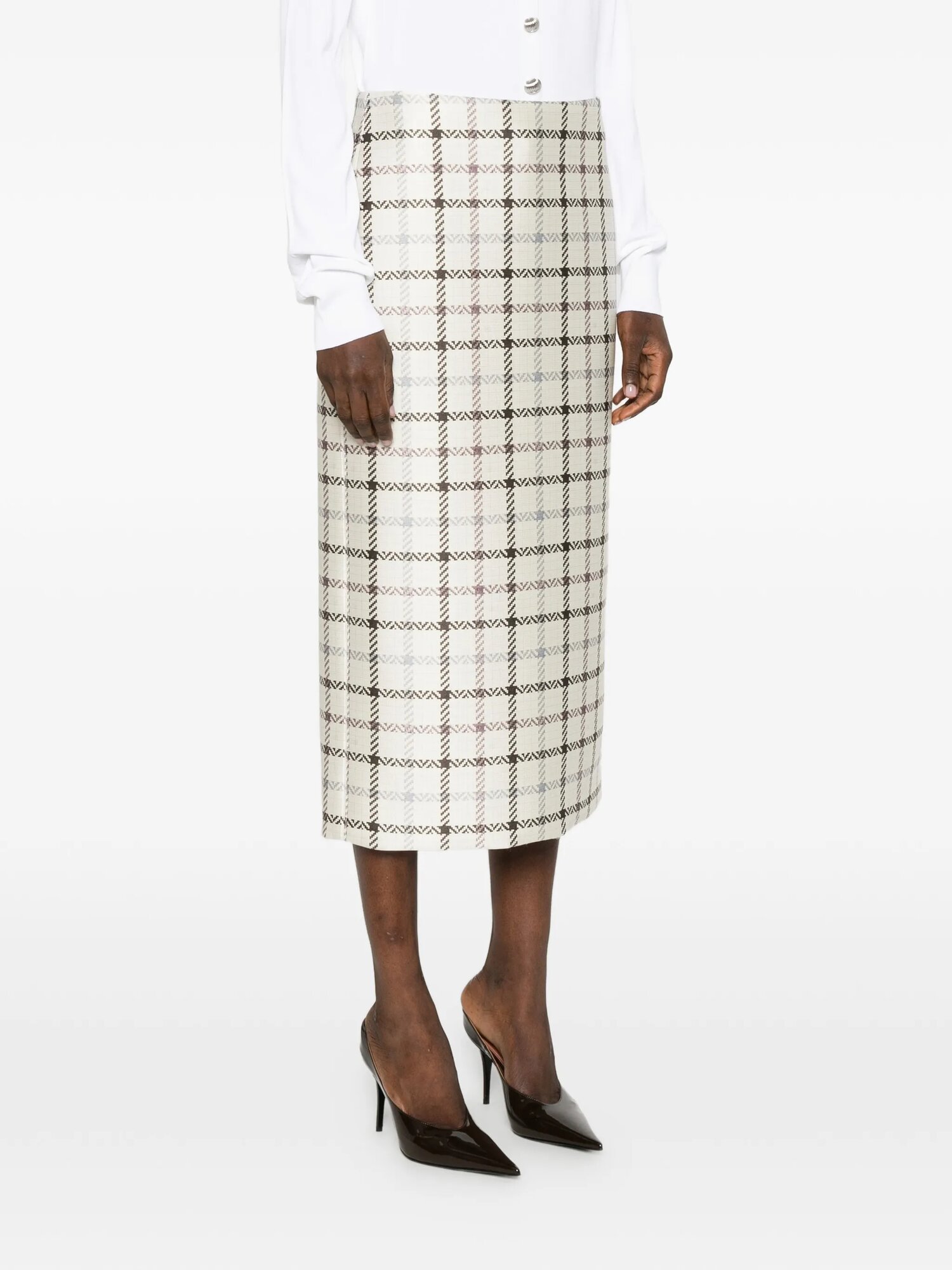 Юбка Brandon Maxwell Plaid midi skirt, размер 8, разноцветный — фото 1