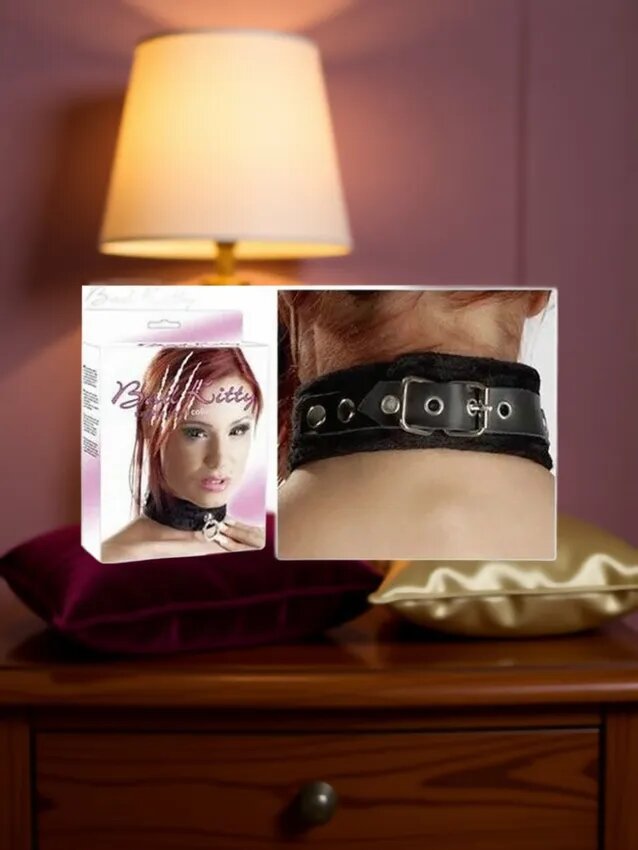 Ошейник Bad Kitty Collar, с кольцом, натуральная замша, розовый