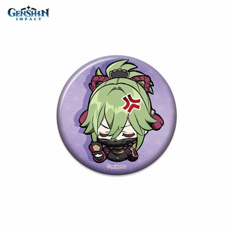 Значок по мотивам игры Геншин Импакт Chibi Expressions Kuki Shinobu
