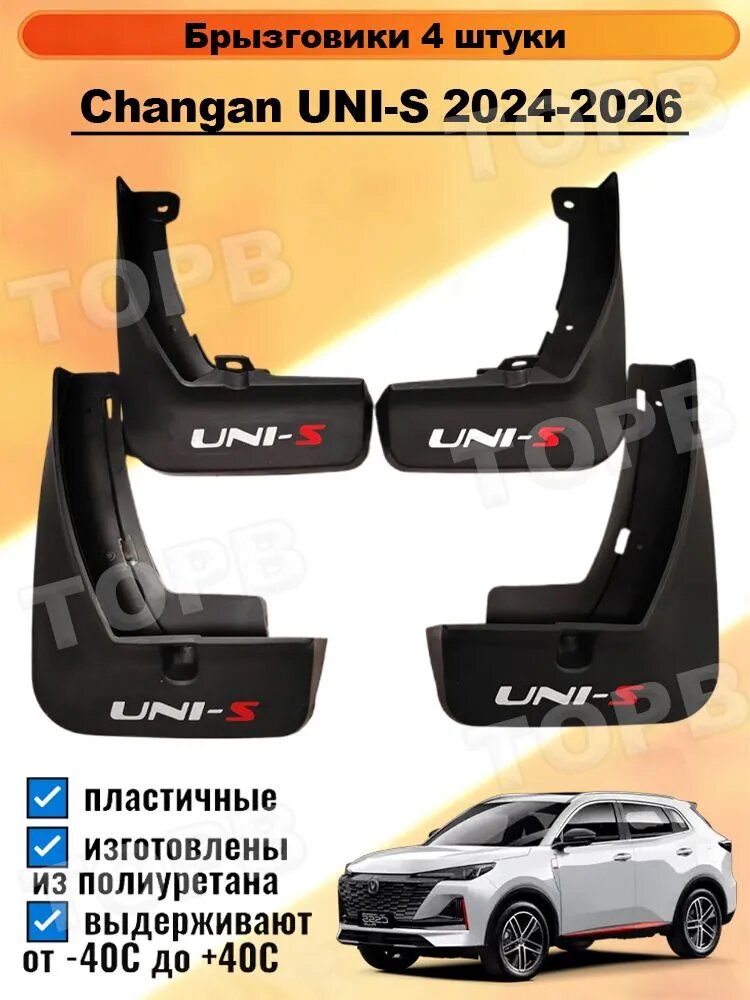 Брызговики, арт. Брызговики Применимо к Changan UNI-S 2024-2026, 4 шт.