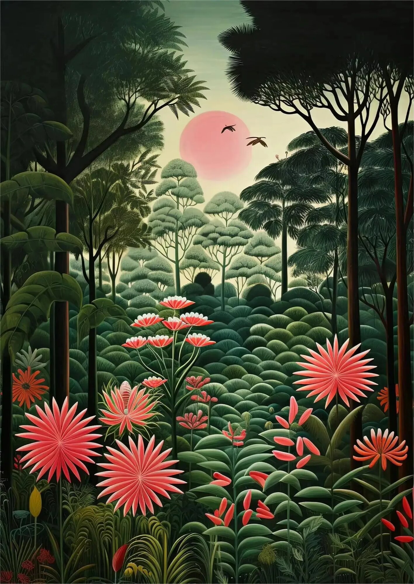 Плакат "Тропический лес" Руссо, 30x40см, Розовый, SKU-02