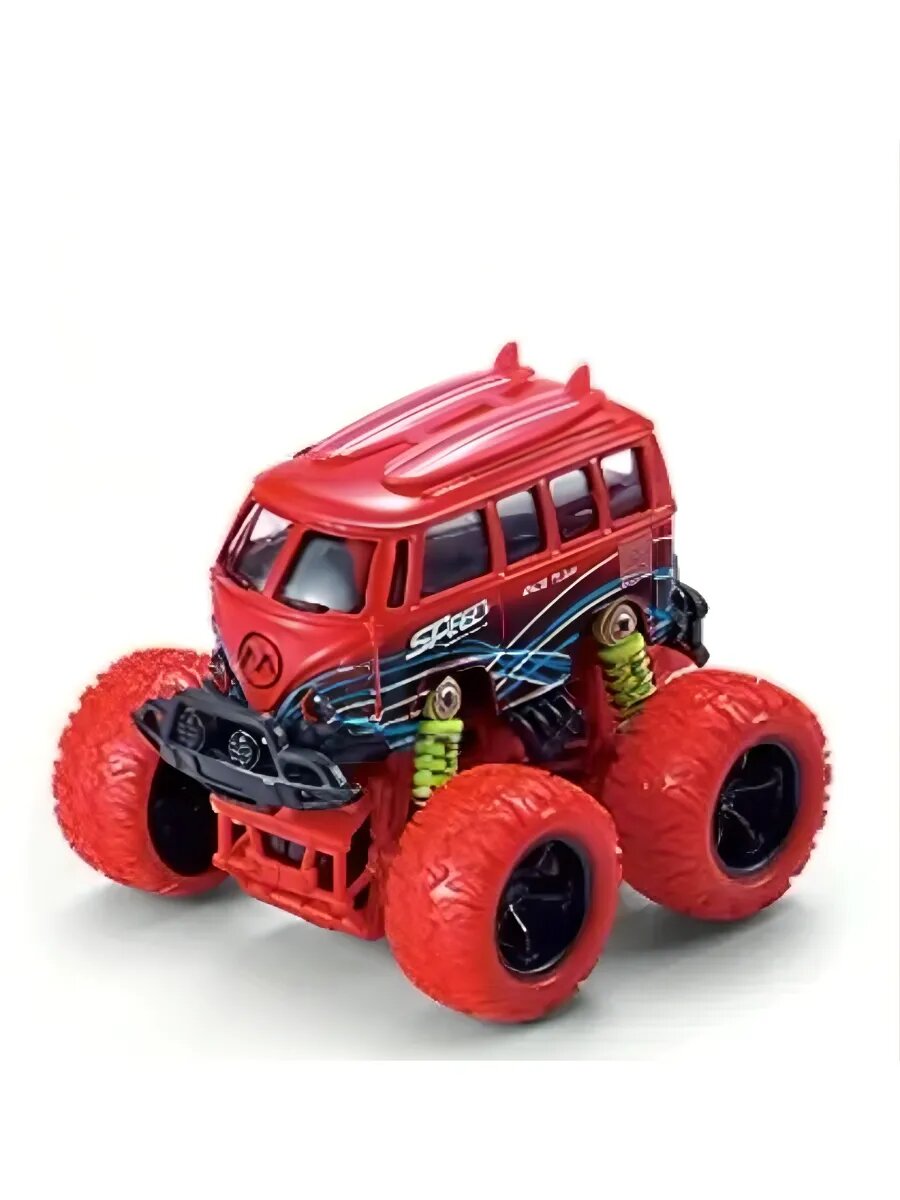 Машинка Wincars Автобус с большими колёсами красный 10 см YK-2206