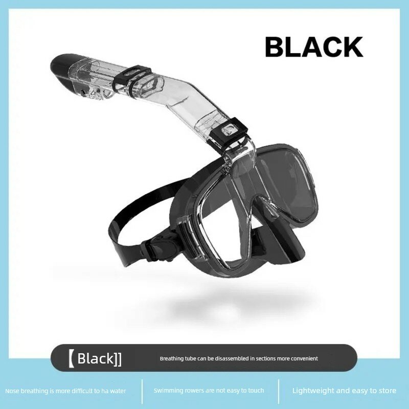 Для взрослых широкого лица полный лицевой маска для плавания в черном цвете L размер, портативная, дышащая, для плавания