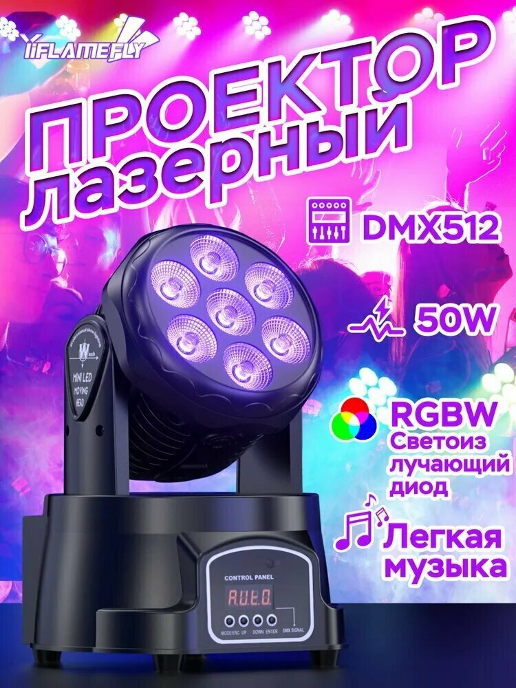 Светодиодный прожектор, с пультом, с функцией стробоскоп, для дискотеки