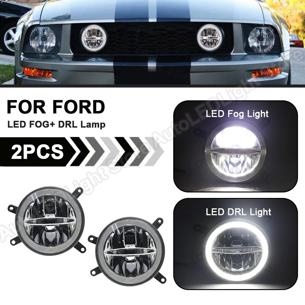 Противотуманные фары, светодиодные, 2 шт, для 2005, 2006, 2007, 2008, 2009, 2005, Ford Mustang GT 2006, 2007, 2008, 2009