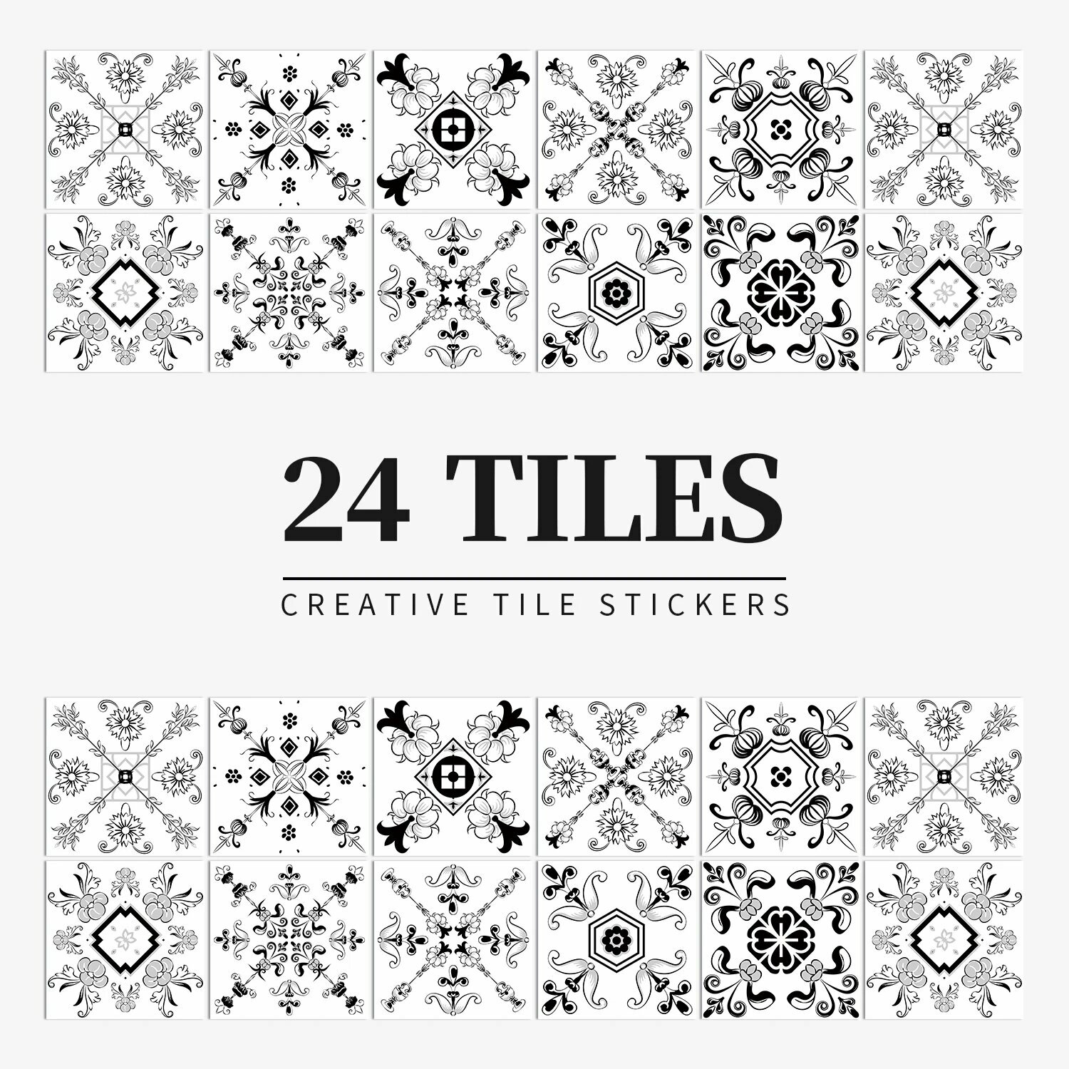 24 наклейки на плитку 15x15см, HZ47, для кухни и ванной