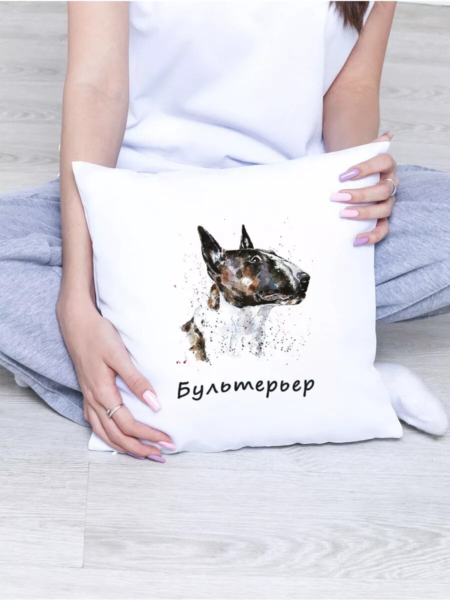 Подушка Бультерьер черный