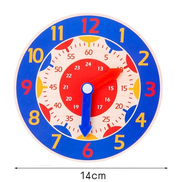 Деревянные часы для детей, 14см, Красный, Blue Clock