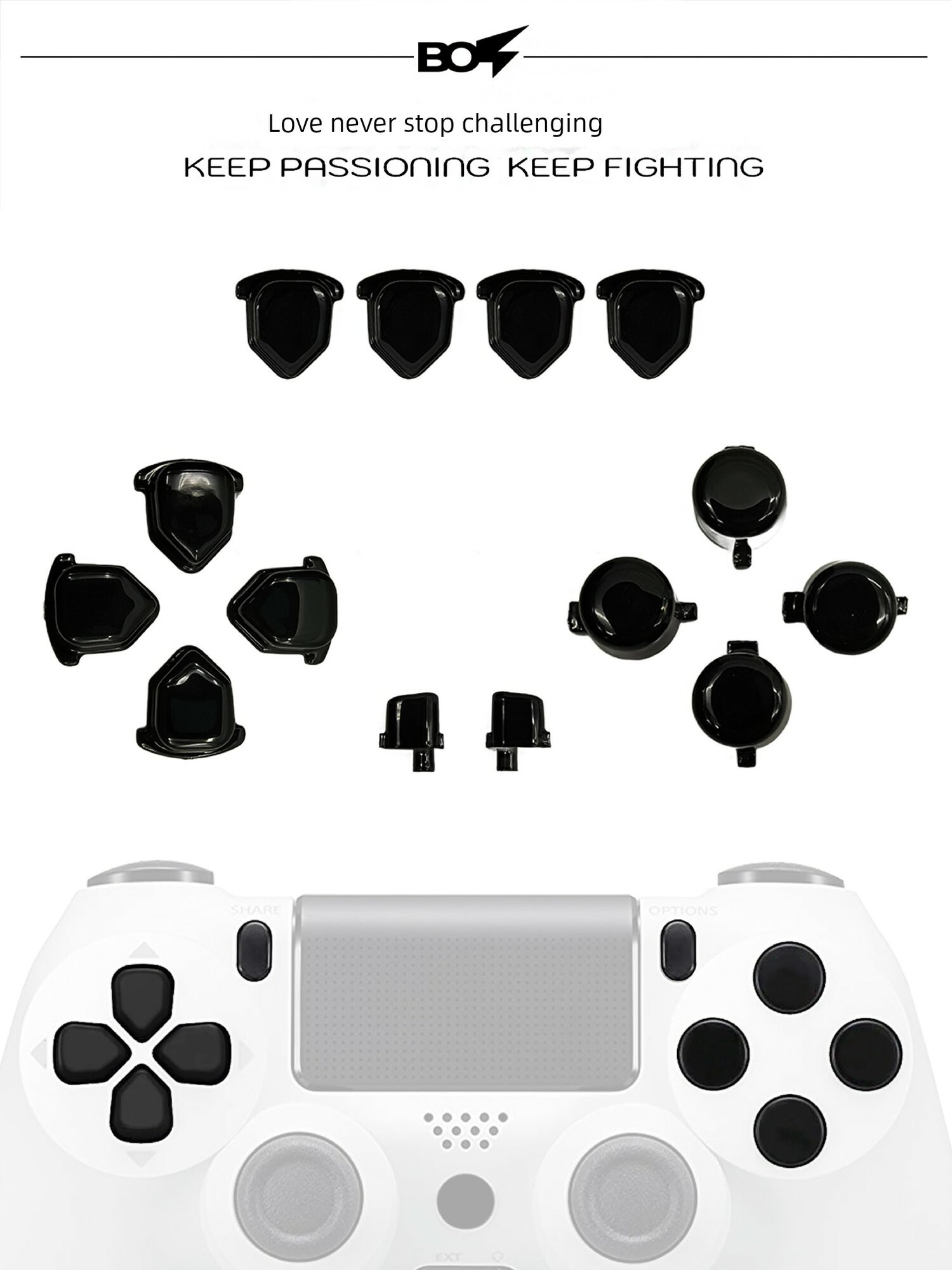 Замена кнопки контроллера PS4 - Высокая кнопка меню, Матовый черный, для игрового геймпада PlayStation 4