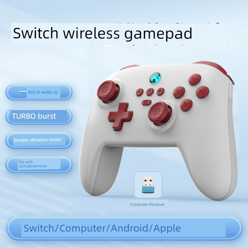 S11 беспроводной игровой контроллер с приемником для Nintendo Switch, iPad, Android, Steam и ПК, белый с красным