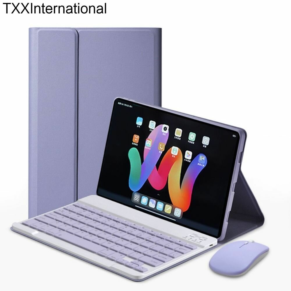 Подходит для Xiaomi Redmi Pad SE 11-дюймовый защитный чехол для планшета + съемная квадратная русская клавиатура Bluetooth + беспроводная мышь