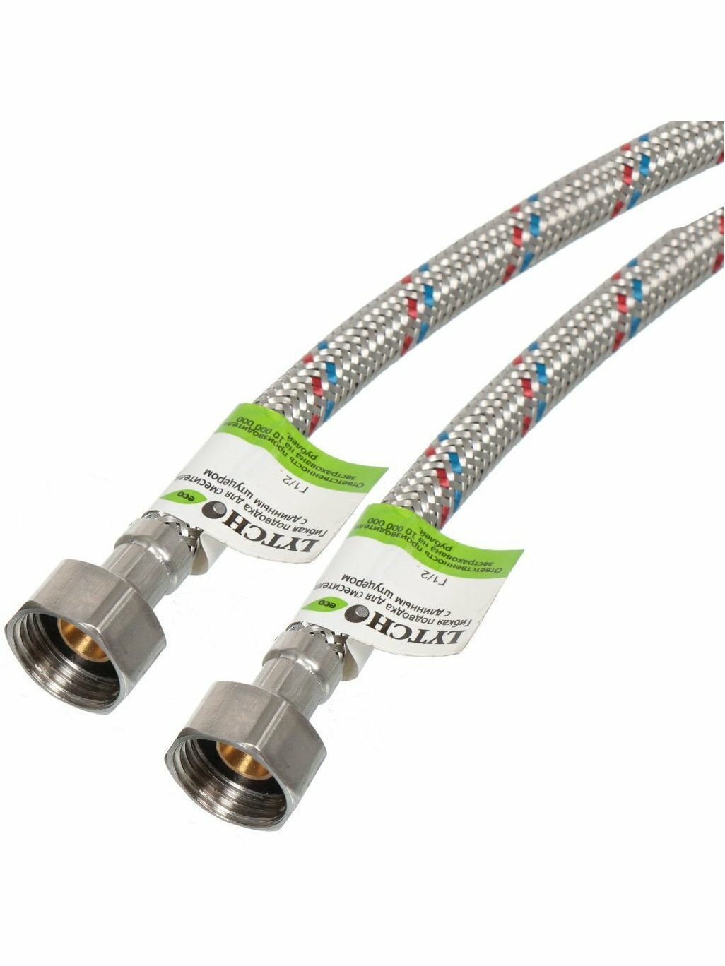 Подводка для воды Lytcho Eco 1/2 дюйма 1 метр, гибкая из нержавеющей стали, г-г, для смесителя и унитаза, Россия