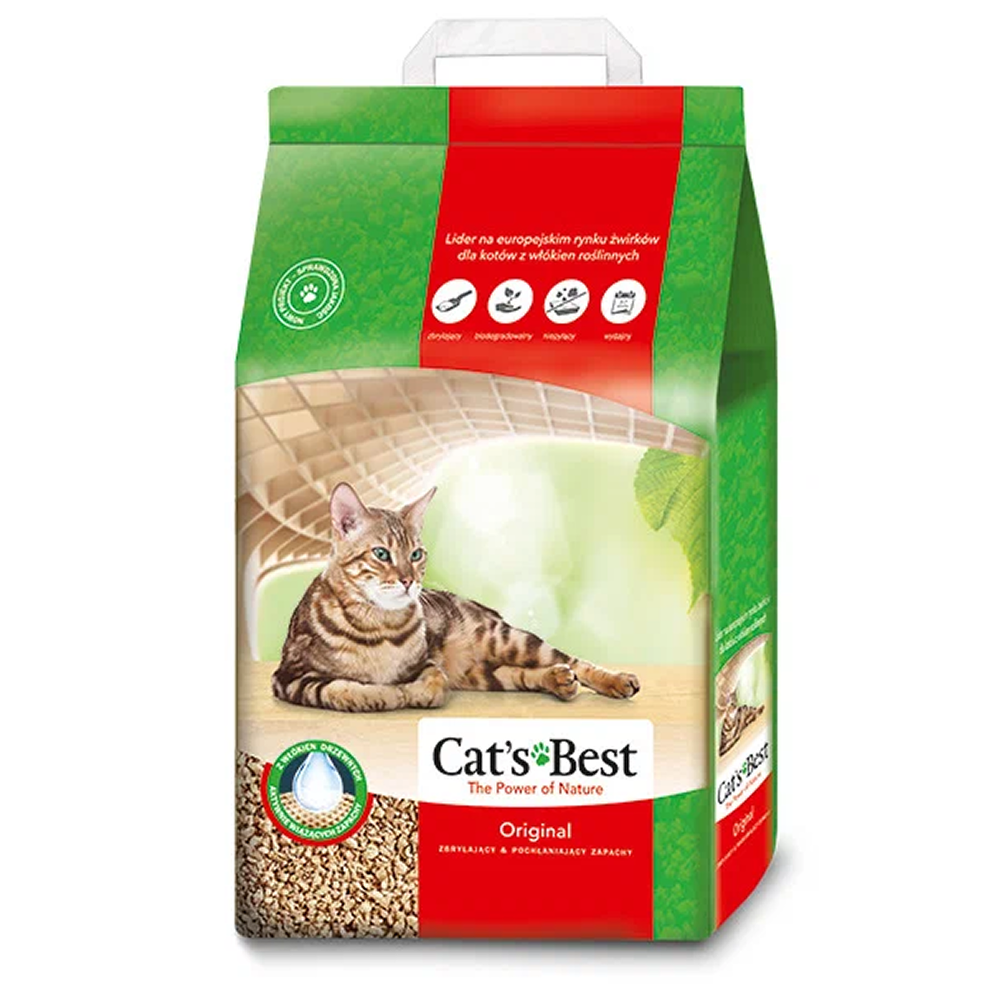 Наполнитель древесный комкующийся для кошачьих туалетов Cats Best Original, 10 л