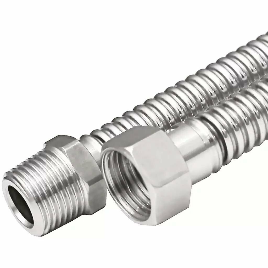 Подводка для газа AquaLink 1/2' х 2.5 м, сильфонная гибкая труба, тип соединения гайка-штуцер, надежное подключение