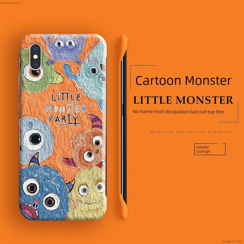 Чехол для iPhone XR серии Little Monster 1, безрамочный жесткий, цвет апельсиновый, стиль масляной живописи