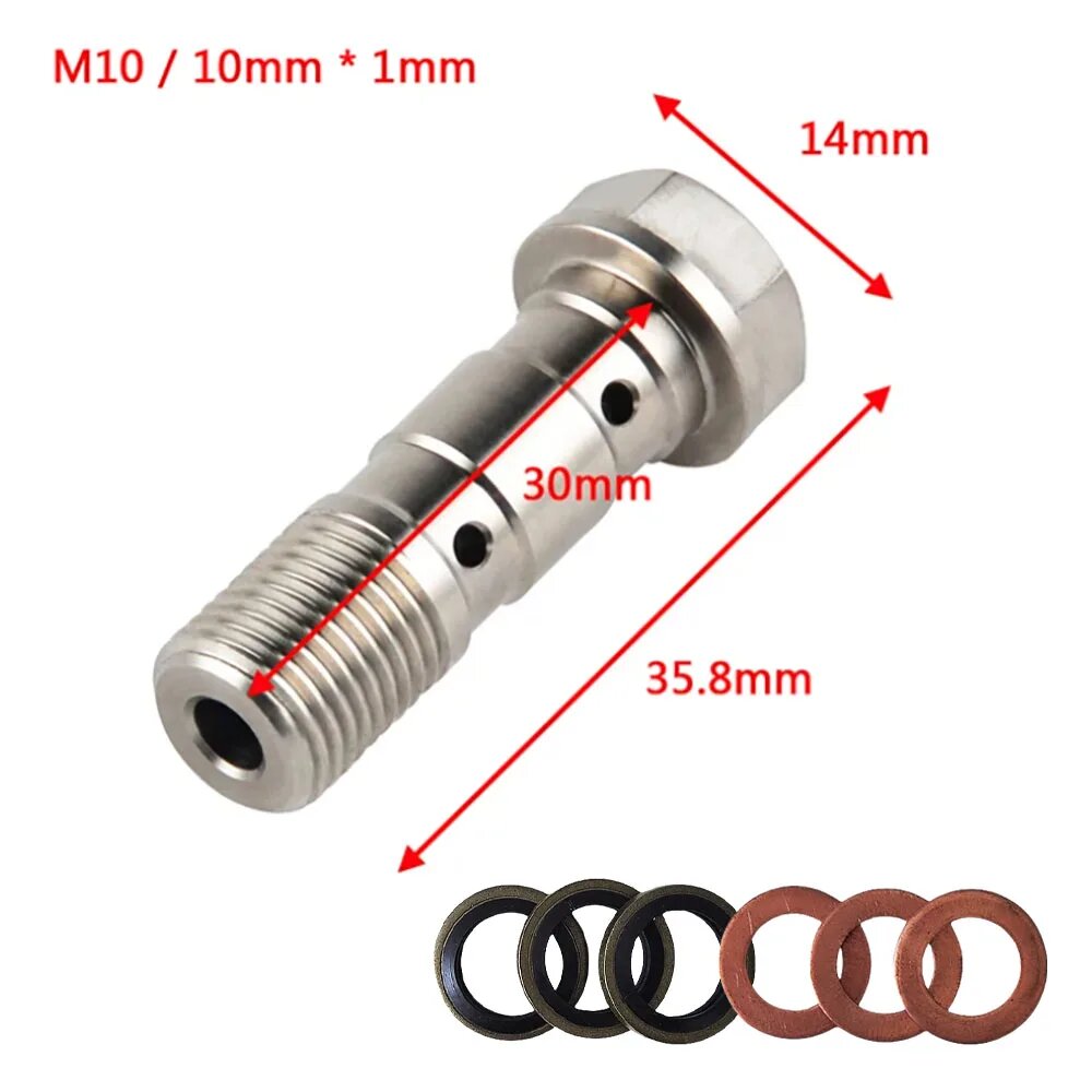 Болты банджо M10x1.0/1.25, Silver, 35.8мм