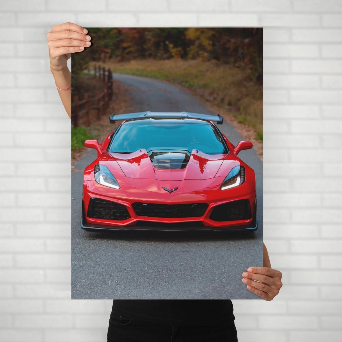 Плакат на стену для интерьера Спорткар (Corvette ZR1 1) - Постер по спортивным гоночным машинам автомобилям формата А2 (42x60 см)