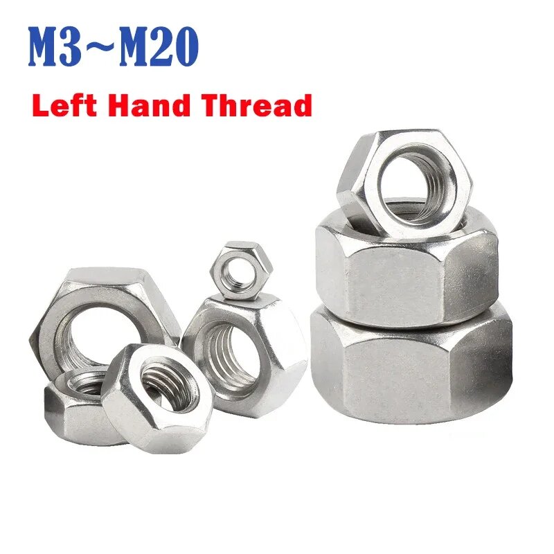 Гайки шестигранные нержавеющая сталь M3-M20 левая резьба M8-5pcs