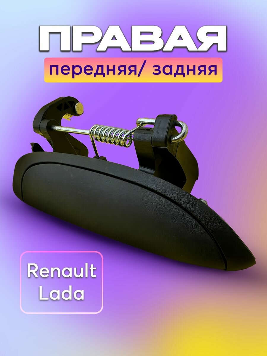 Ручка двери для Логан Ларгус наружная внешняя правая передняя/задняя Renault Logan Clio Megane Lada Largus (арт.7700426087)