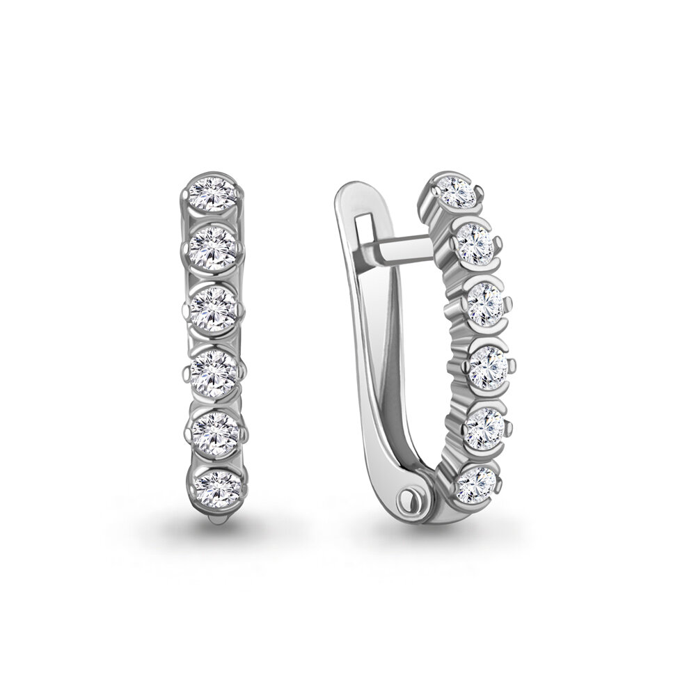 Серьги Abis, серебро, 925 проба, родирование, фианит