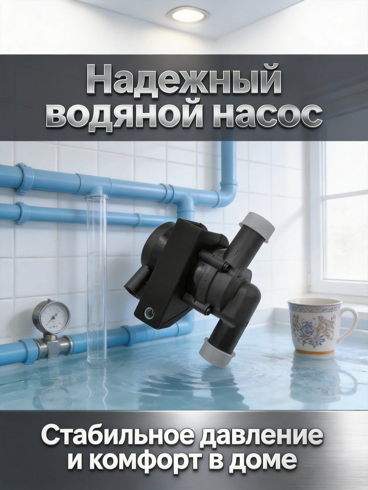 Насос водяной дополнительный электрический для системы охлаждения и автономных отопителей, повышает циркуляцию и снижает риск перегрева