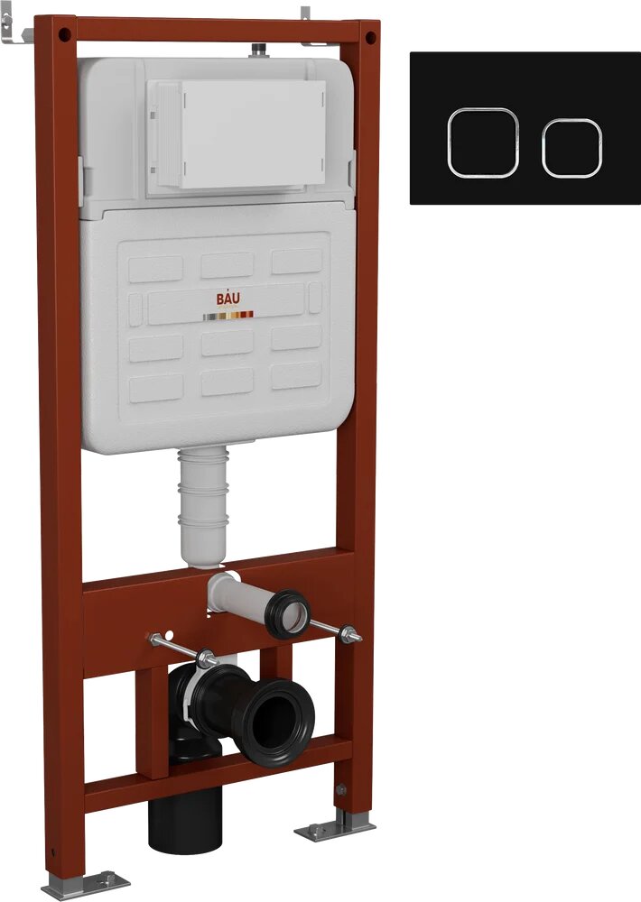 Комплект Инсталляция Bauedge Ideal E458103 / Кнопка Strike E00103 цвет матовый черный