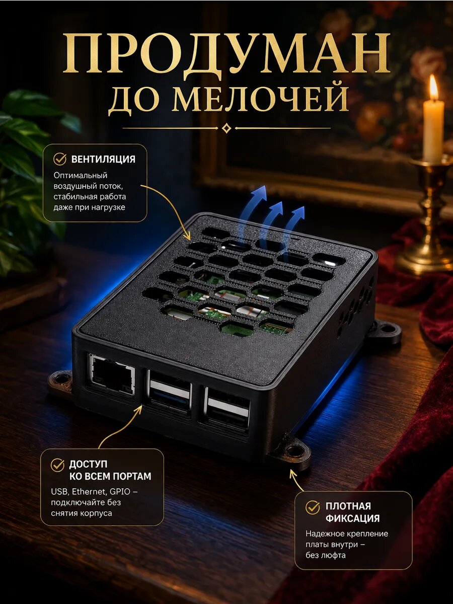 Универсальная Корпус для Raspberry Pi 5 с креплением, пластик — фото 1