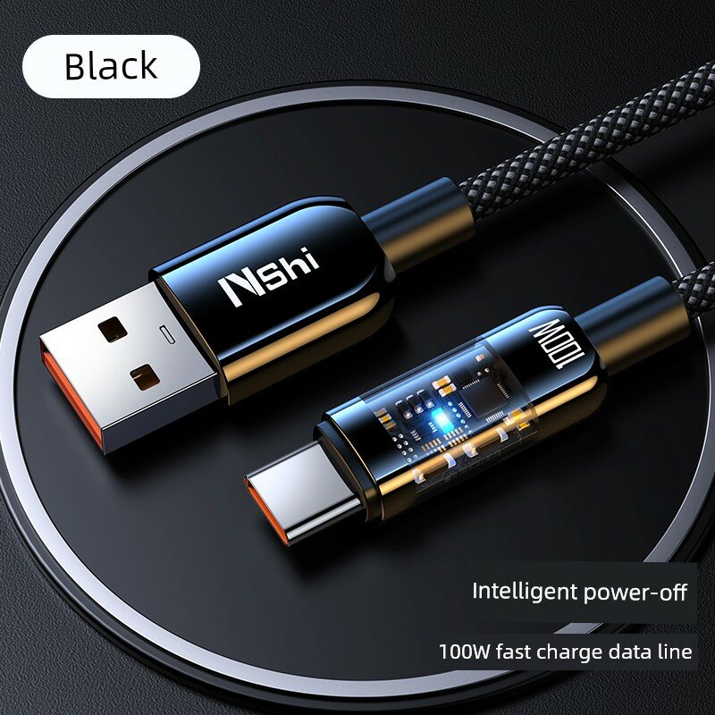 USB-C кабель длиной 1.5 метра для быстрой зарядки 100 Вт с автоматическим отключением, одиночный комплект