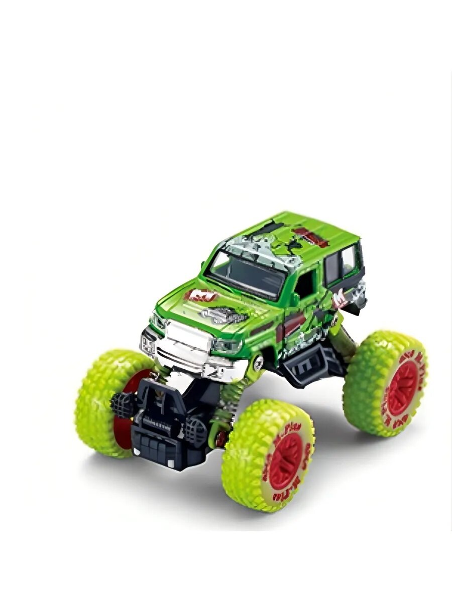 Машина WINCARS YK-2201-gre Джип с большими колёсами инерционный металлический 14 см, зеленый