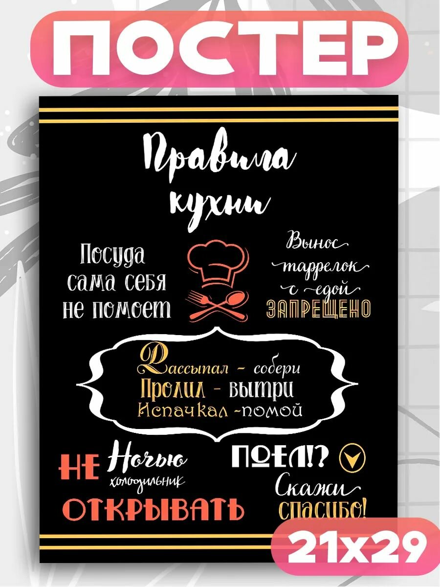 Постер на стену Правила дома , плакат 1шт, А4 размер.