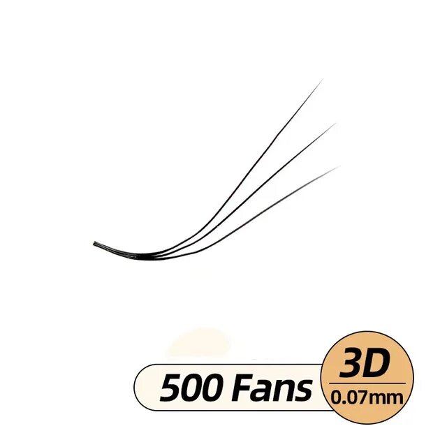 Объемные ресницы 3D 0.07мм, 500 шт, 12 мм, M Curl