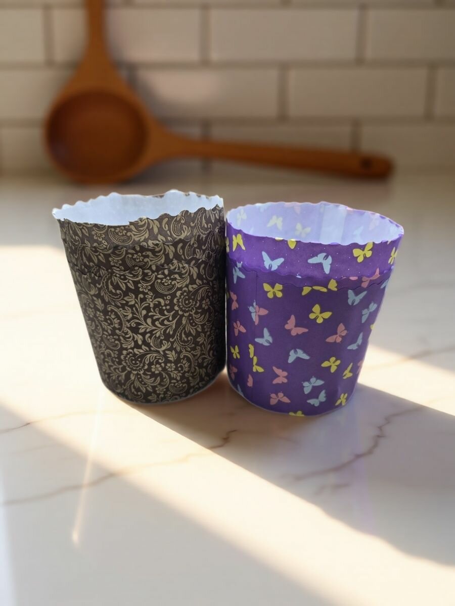 Формы пасхальные "Пасхальная классика" для выпечки Кулича из пергаментной бумаги ,(в наборе 6шт )