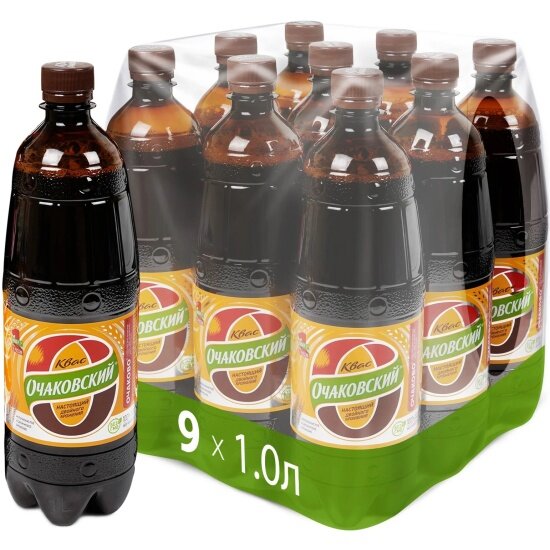 Квас Очаковский 1 л ПЭТ (9 штук в упаковке)