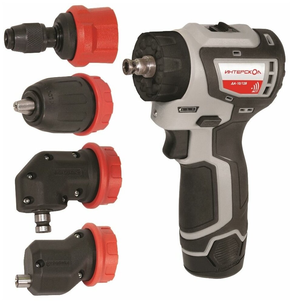 Дрель-шуруповёрт Интерскол ДА-10/12В, бесщеточная, Li-Ion, сумка