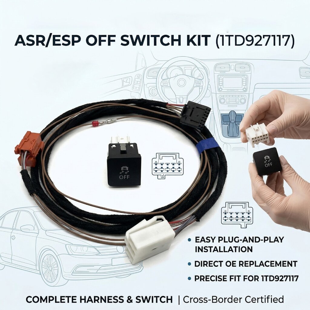 Plastic Electronic Stability Program Button With Wire For Car 1TD927117 1KD927117 — фото 1