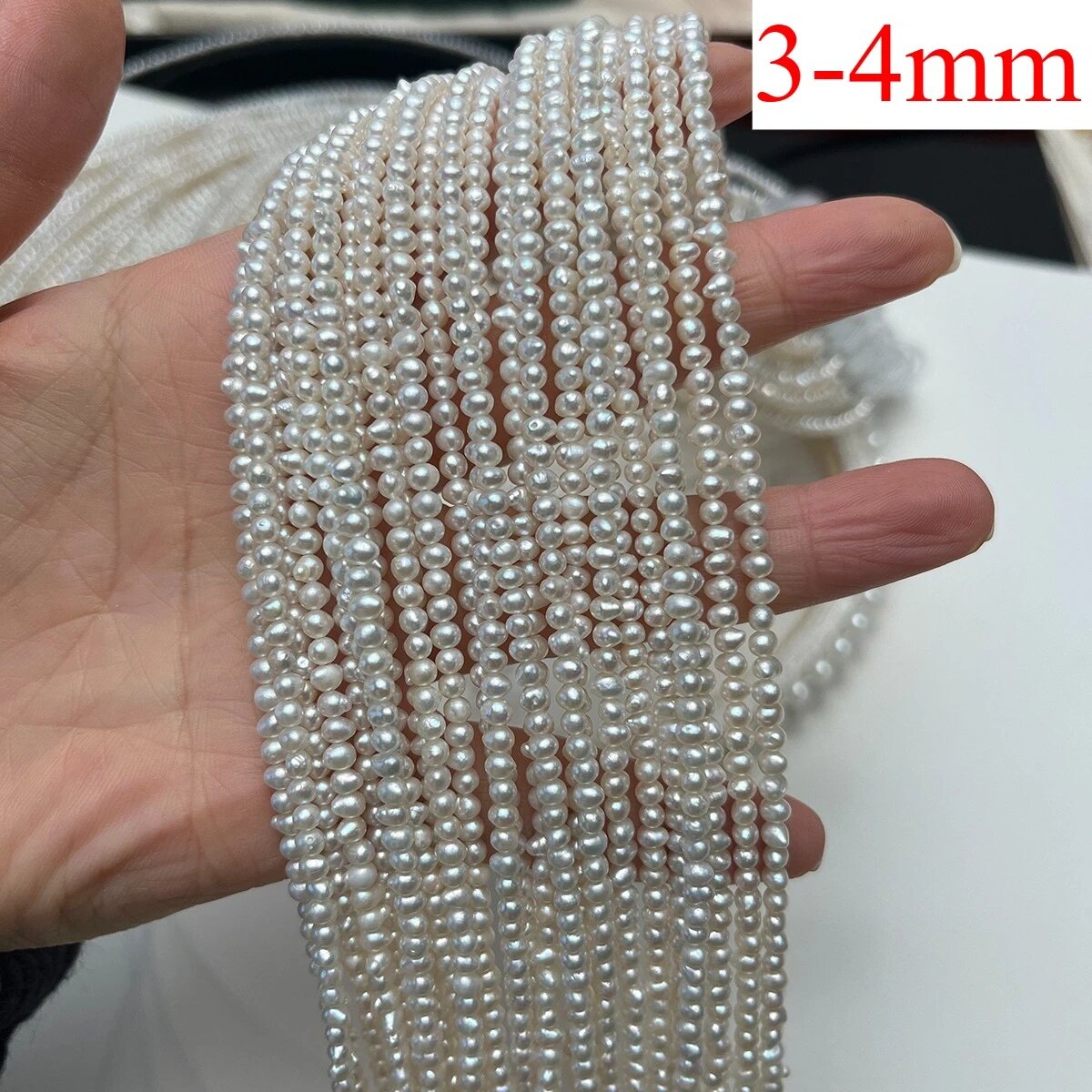 Белый натуральный пресноводный жемчуг 3-4 мм овальный 3-4mm
