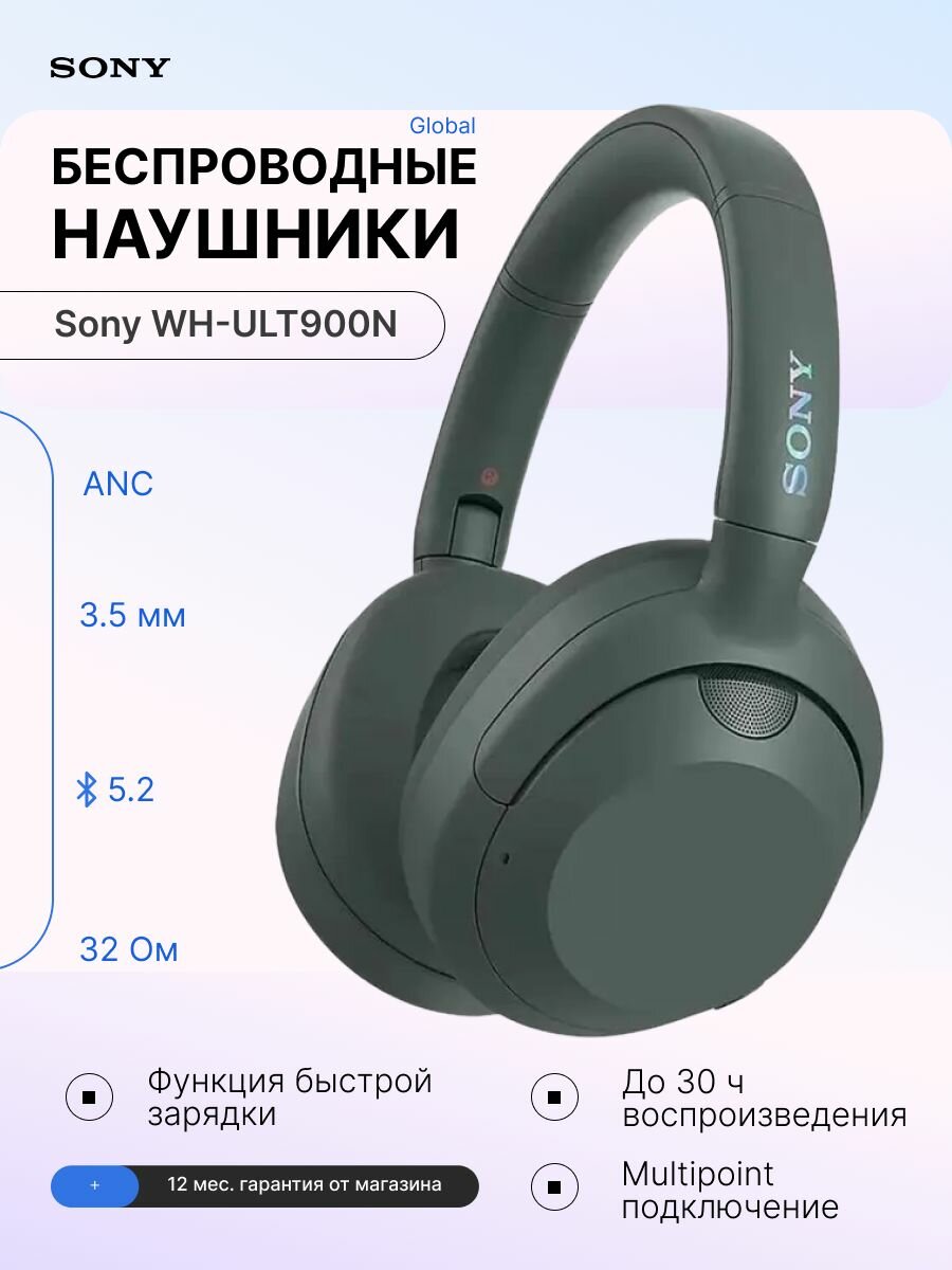 Беспроводные наушники Sony WH-ULT900N, Gray(Серый)