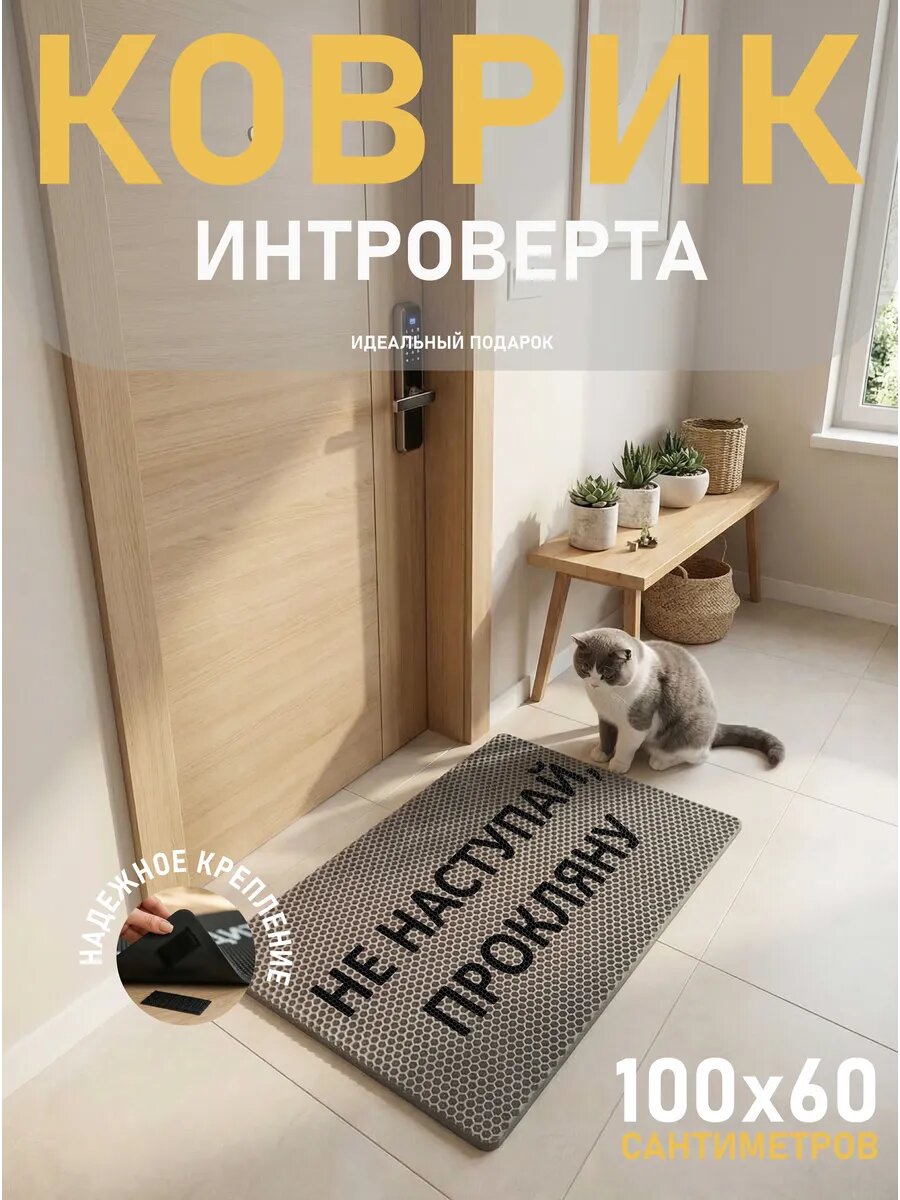 Коврик придверный в прихожую с надписью Не наступай